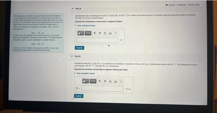 Solved ± Boiling Point Elevation and Freezing Point | Chegg.com