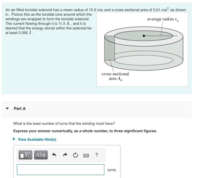 Solved An air-filled toroidal solenoid has a mean radius of | Chegg.com