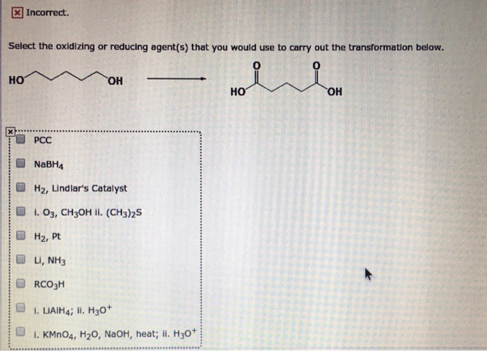 Solved Select the oxidizing or reducing agent(s) that you | Chegg.com
