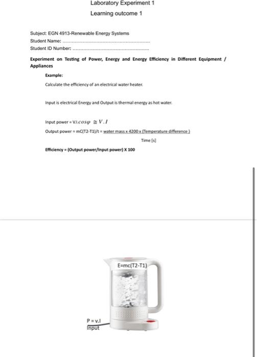 Solved Laboratory Experiment 1 Learning outcome 1 Subject: | Chegg.com