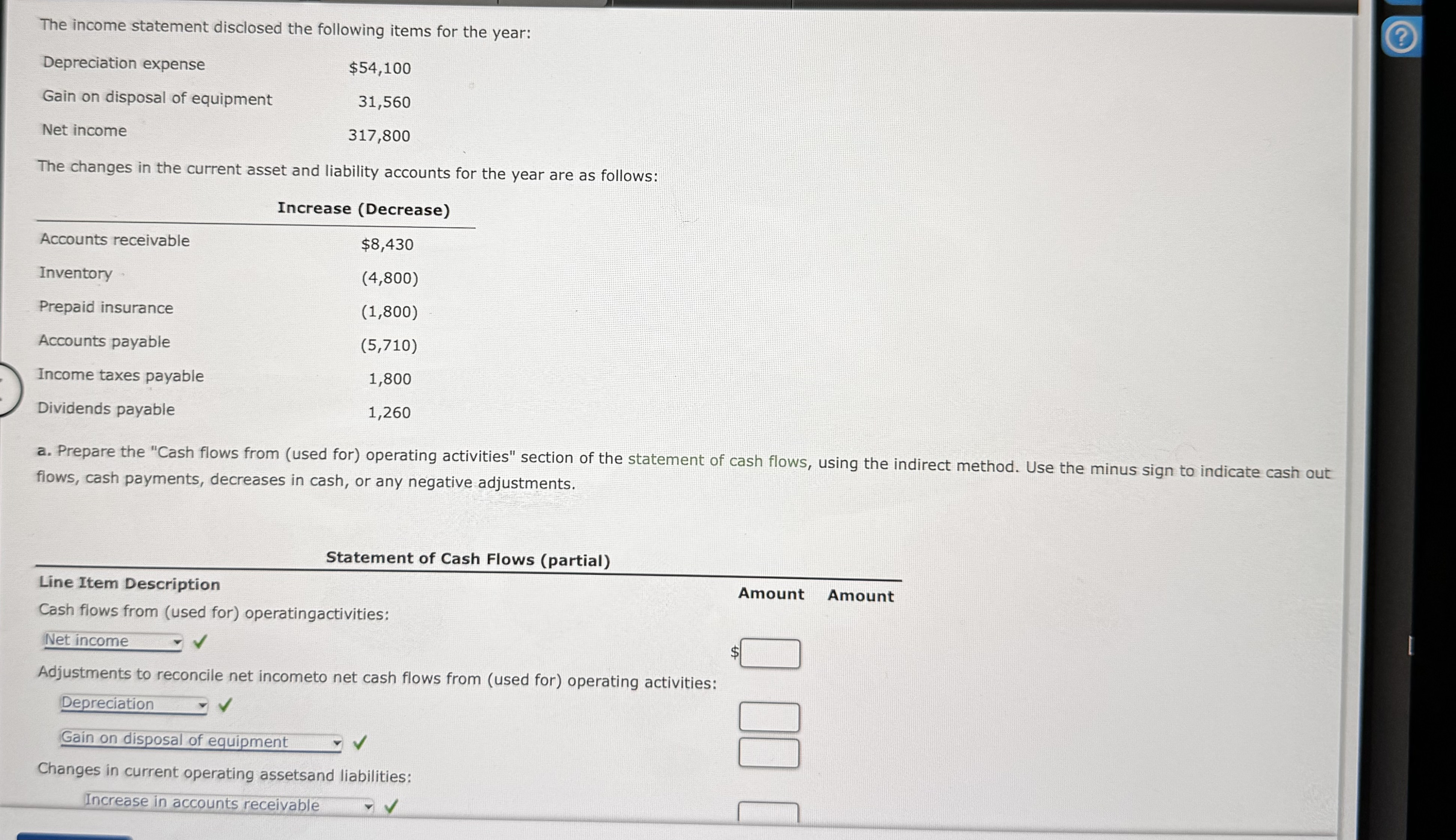Solved The income statement disclosed the following items | Chegg.com