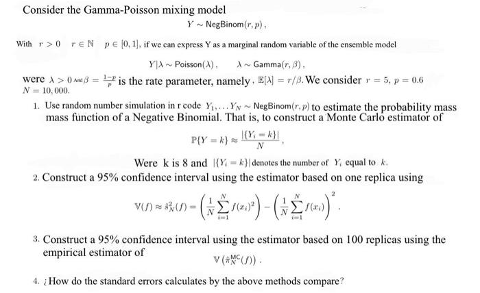 Consider the Gamma-Poisson mixing model | Chegg.com