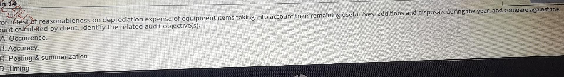 Solved 0.14 Form'test sy reasonableness on depreciation | Chegg.com
