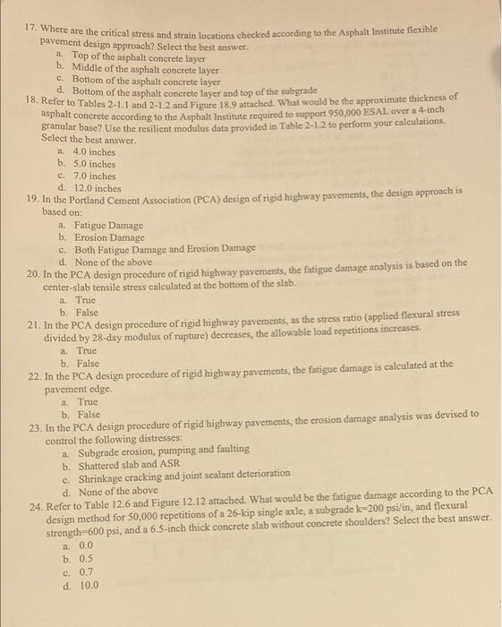 Solved 1. During the AASHO road test, only flexible | Chegg.com