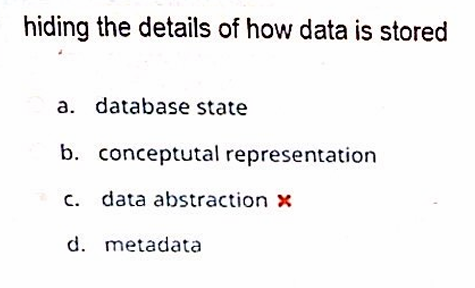 Solved hiding the details of how data is storeda. ﻿database | Chegg.com