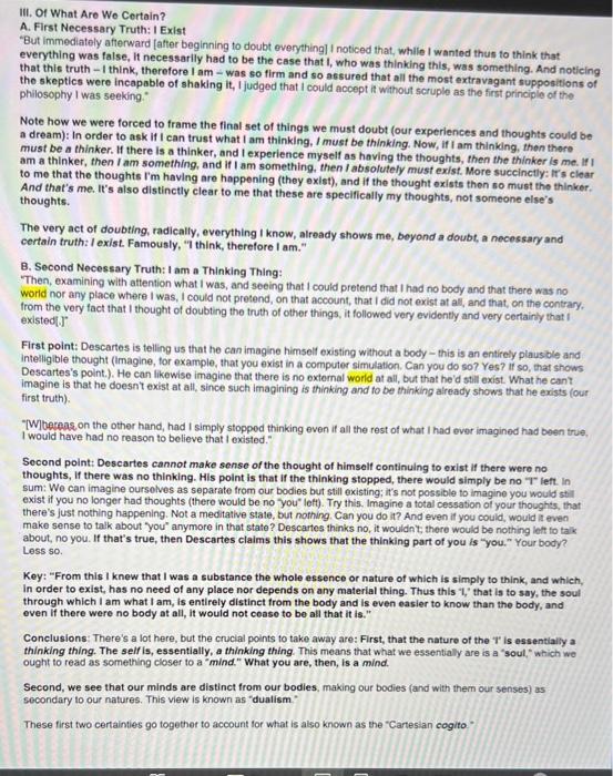 If clear and distinct ideas are reliably true, which | Chegg.com