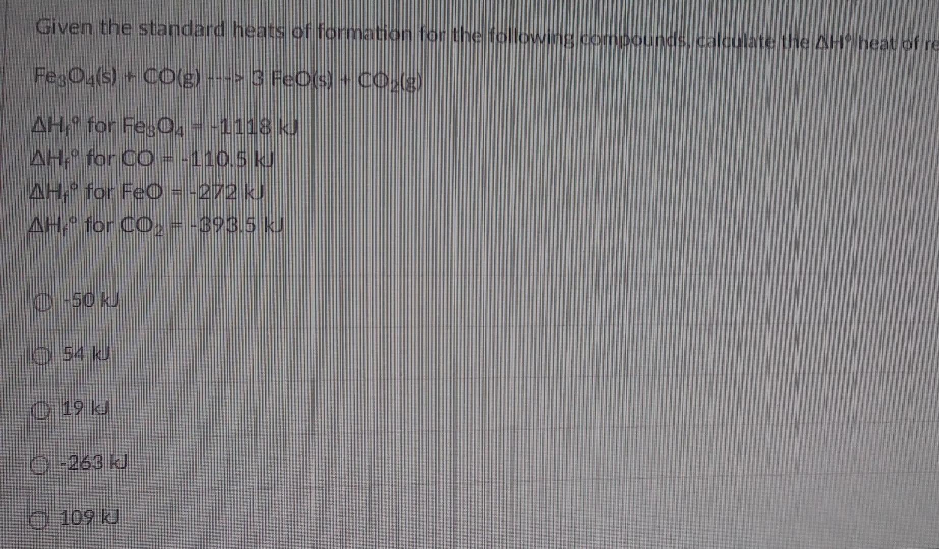 Solved Given the standard heats of formation for the | Chegg.com