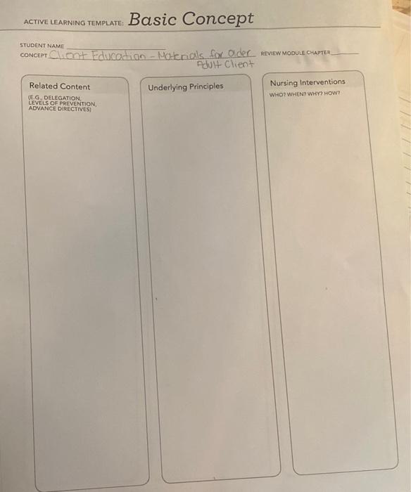 Solved active learning template Basic Concept STUDENT NAME | Chegg.com