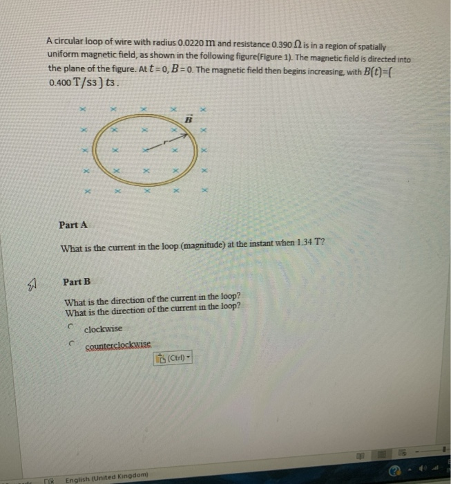 Solved A circular loop of wire with radius 0.0220 m and | Chegg.com