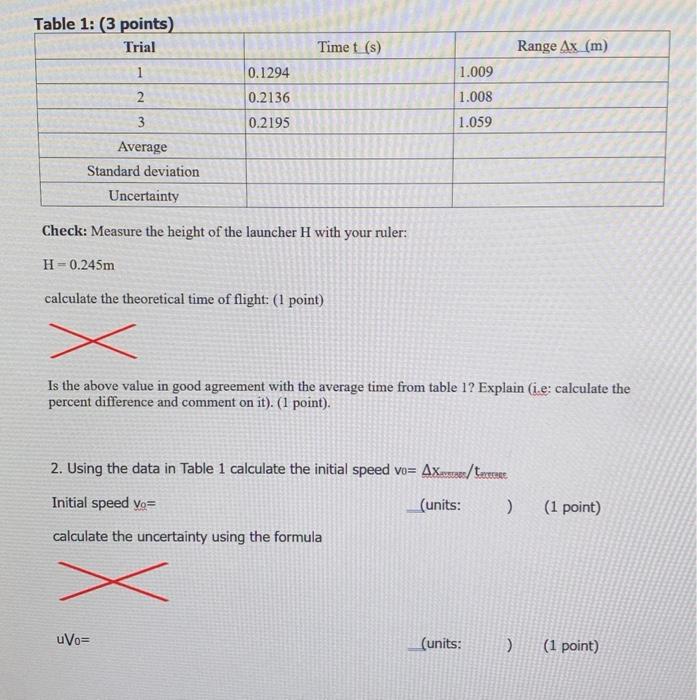Solved Check: Measure the height of the launcher H with your | Chegg.com