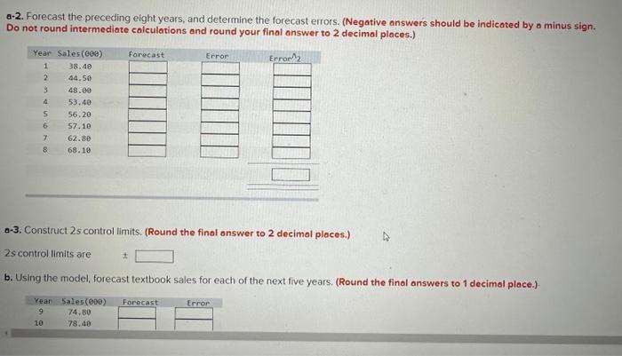 Solved A 2 Forecast The Preceding Eight Years And 8443