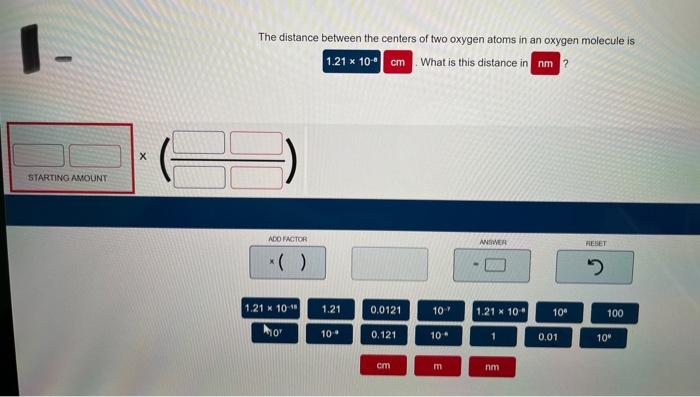 Solved The distance between the centers of two oxygen atoms | Chegg.com