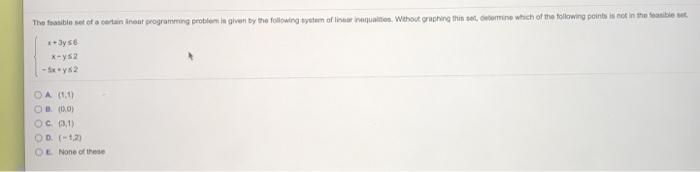 Solved The fosible set to certain inoat programming problem | Chegg.com