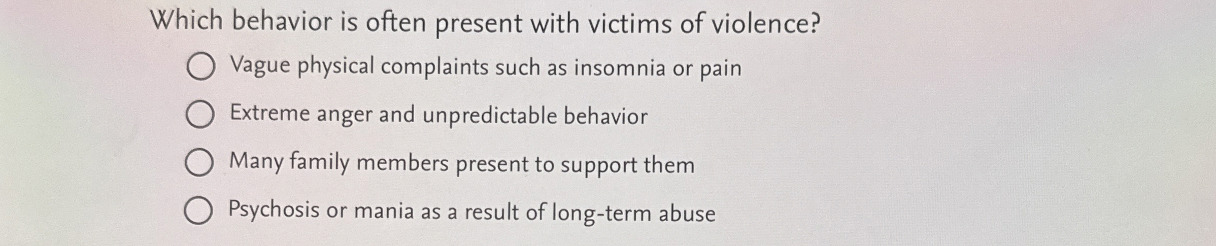 Solved Which behavior is often present with victims of | Chegg.com