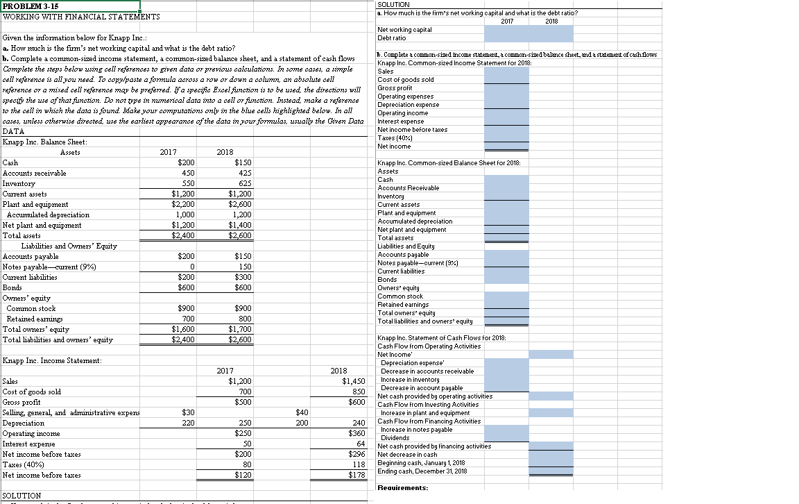 Solved In cell B44, ﻿calculate the net working capital for | Chegg.com