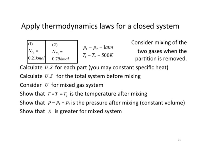 Solved Apply thermodynamics laws for a closed system NO (1) | Chegg.com