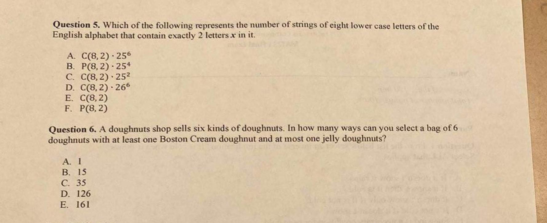 Solved Question 5. Which of the following represents the | Chegg.com