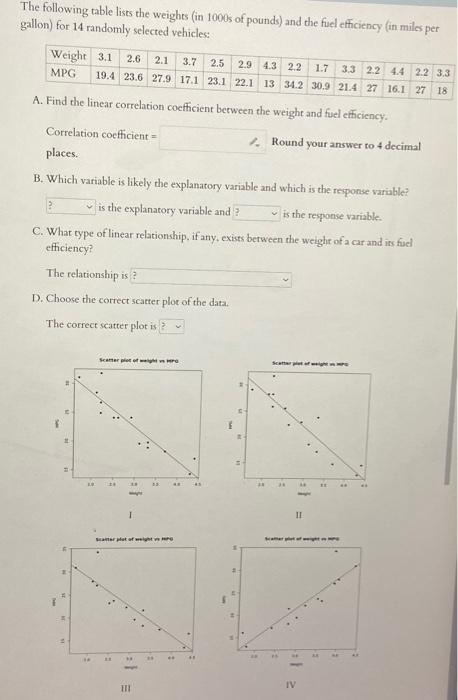 Solved The following table lists the weighes (in 1000 s of | Chegg.com