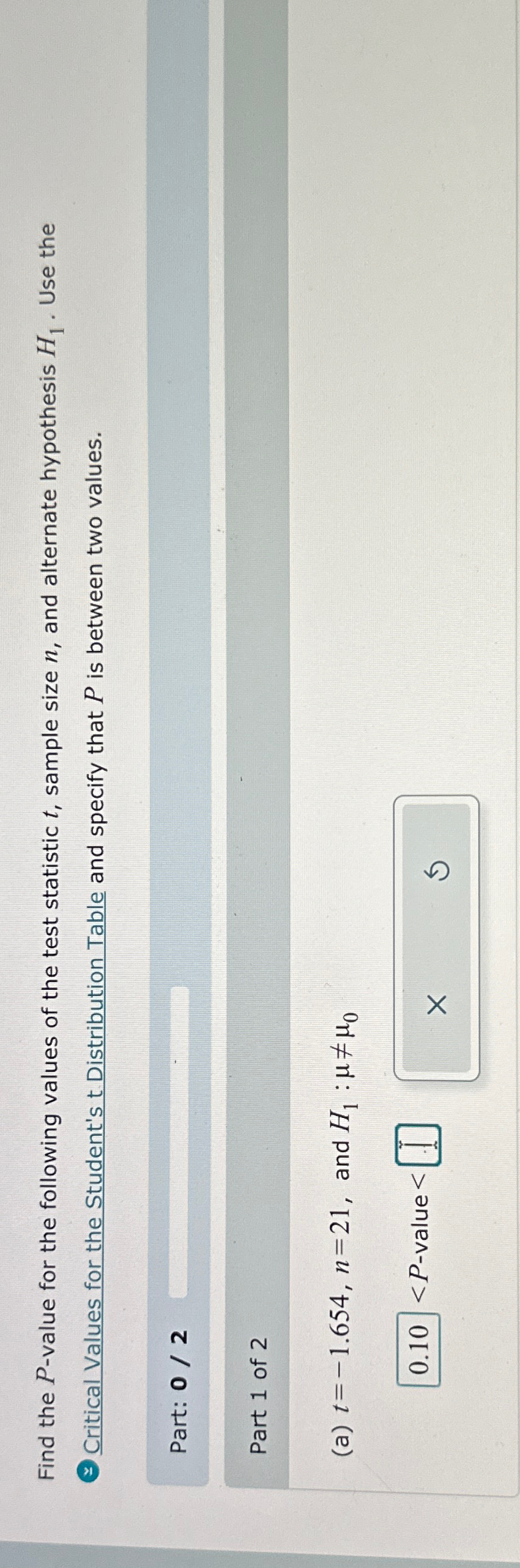 Solved Find The P Value For The Following Values Of The Test