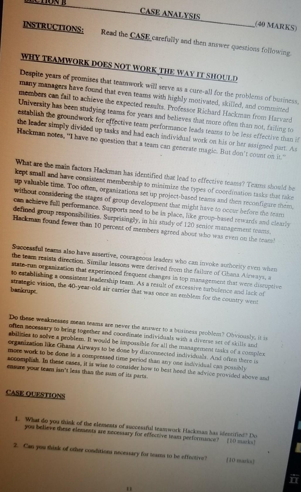 Solved CASE ANALYSIS INSTRUCTIONS: (40 MARKS) Read the CASE | Chegg.com