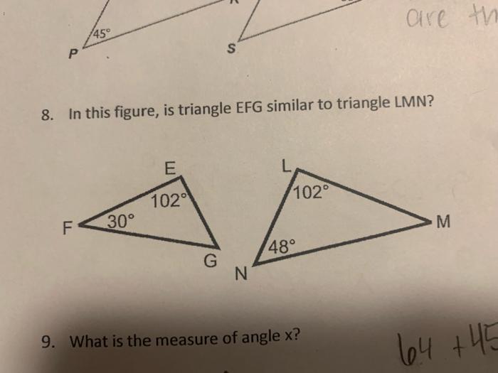 Solved 8. In this figure, is triangle EFG similar to | Chegg.com