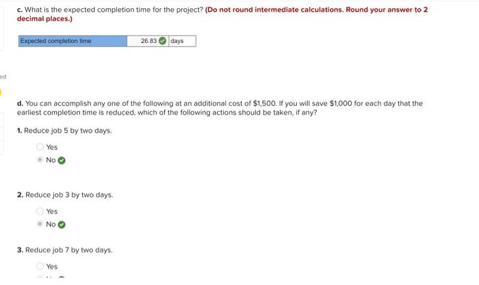 Solved c. What is the expected completion time for the | Chegg.com
