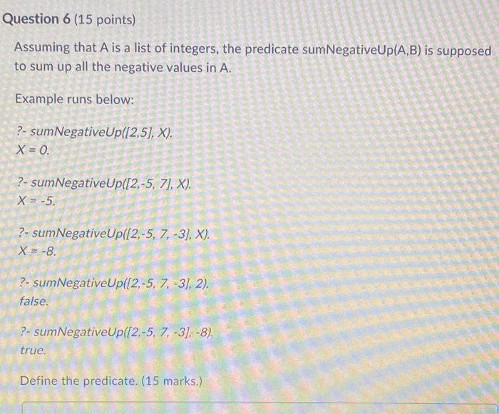 Solved Assuming that A is a list of integers, the predicate | Chegg.com