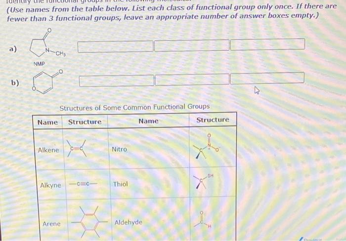 Solved (Use names from the table below. List each class of | Chegg.com