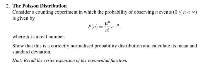 Solved The Poisson Distribution Consider a counting | Chegg.com