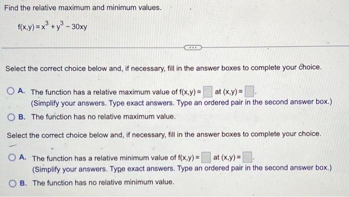 Solved Find the relative maximum and minimum values. | Chegg.com