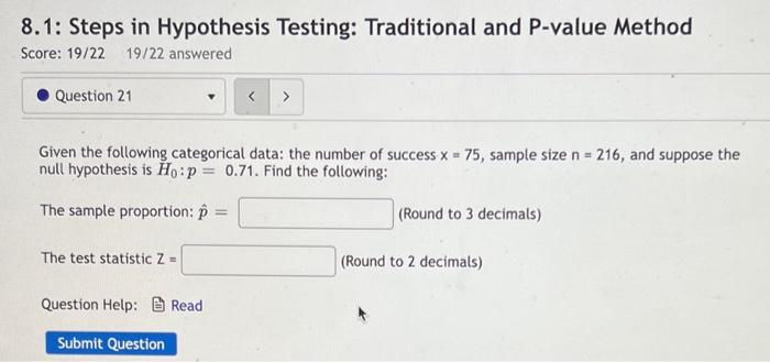 Solved 8.1: Steps in Hypothesis Testing: Traditional and | Chegg.com