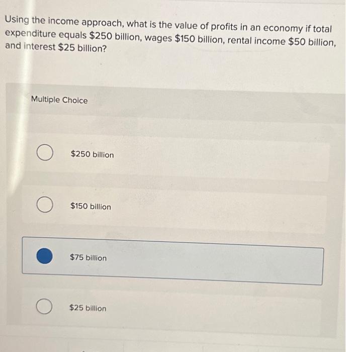 Solved Using the income approach, what is the value of | Chegg.com
