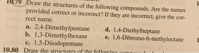Solved 10.79 Draw the structures of the following compounds. | Chegg.com