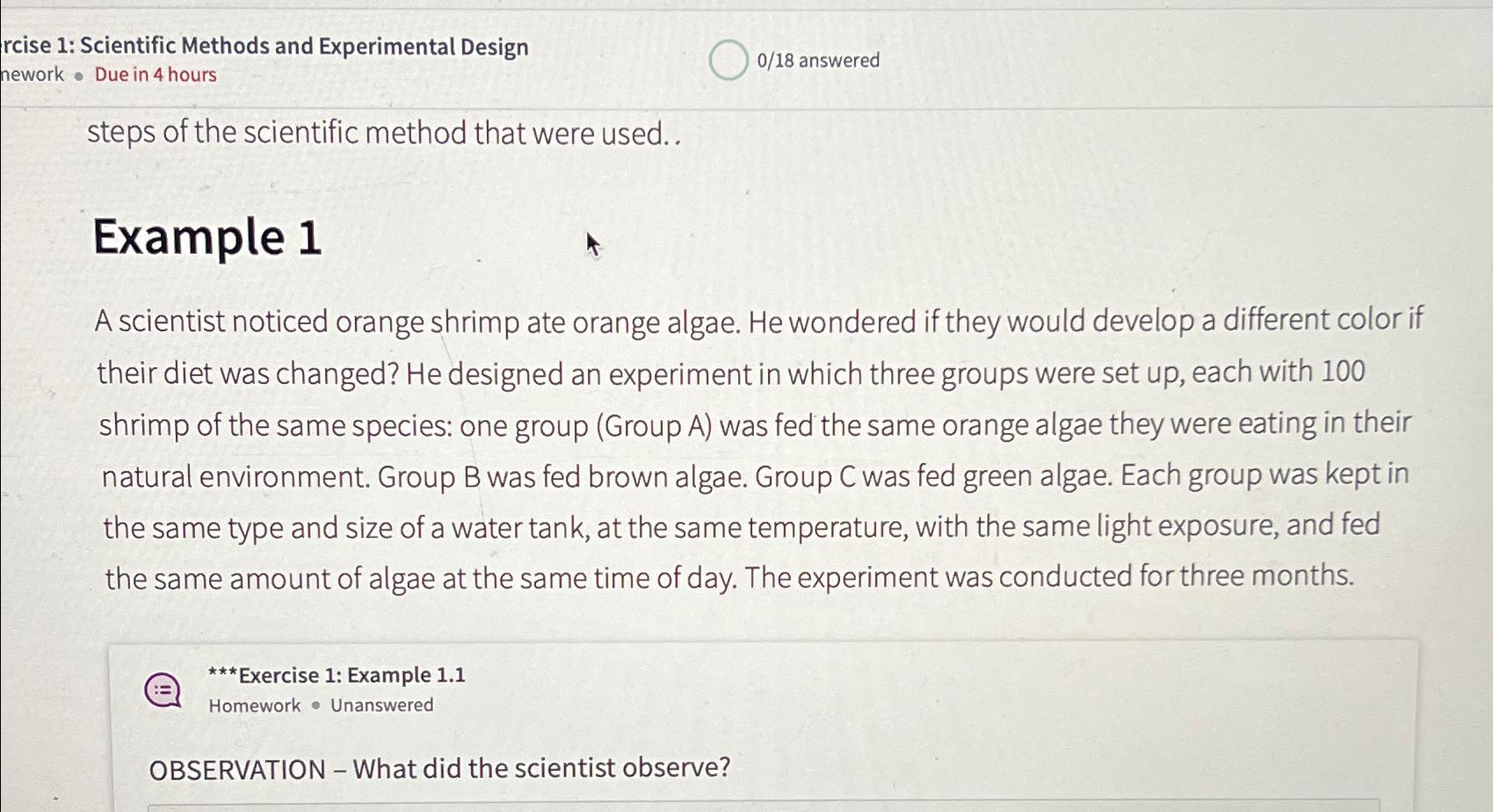 Solved rcise 1: Scientific Methods and Experimental | Chegg.com