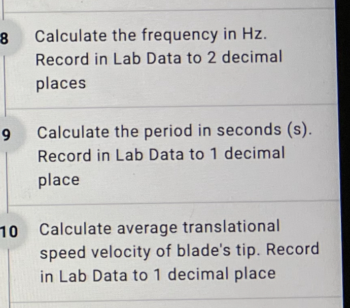 8 ﻿Calculate the frequency in Hz. ﻿Record in Lab Data | Chegg.com