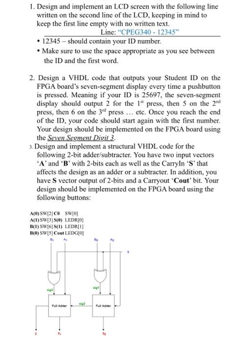Solved 1. Design and implement an LCD screen with the | Chegg.com