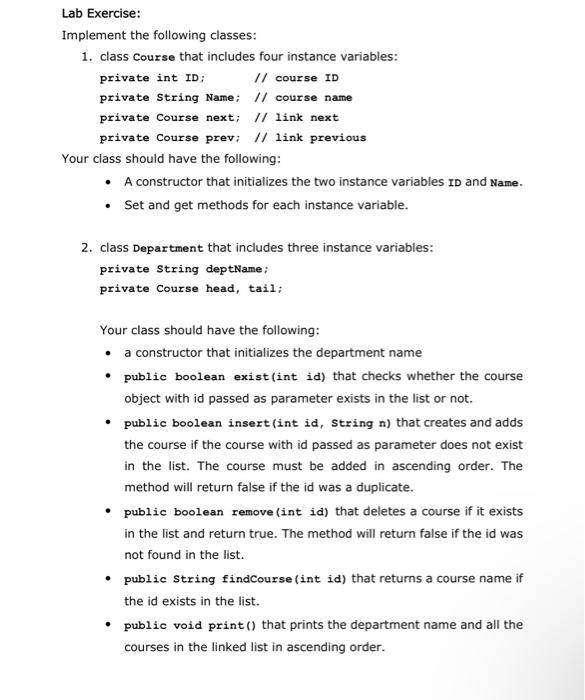 Solved Lab Exercise: Implement the following classes: 1. | Chegg.com