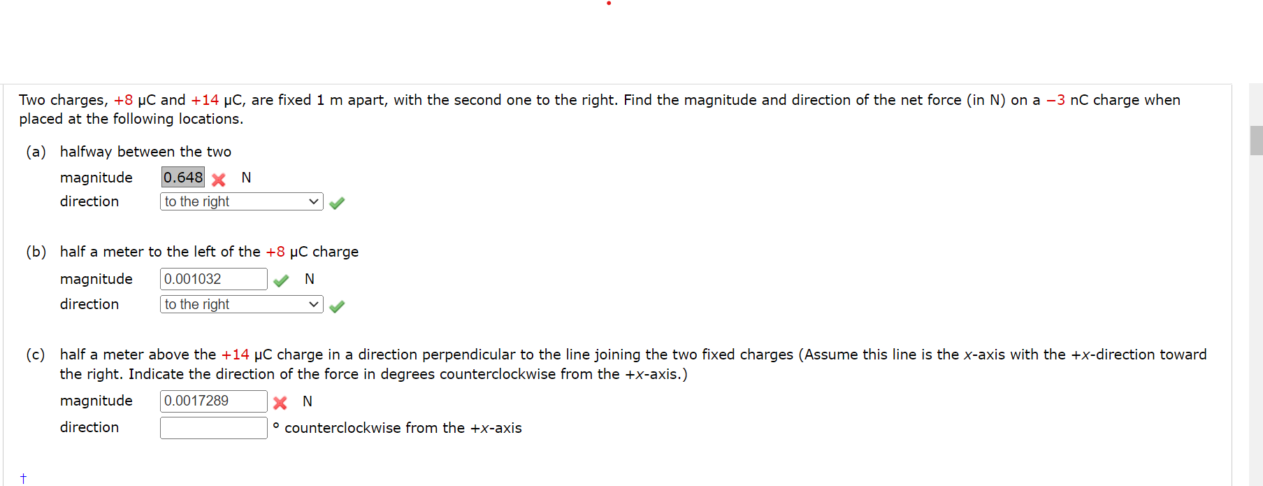 Solved Two charges, +8μC ﻿and +14μC, ﻿are fixed 1m ﻿apart, | Chegg.com