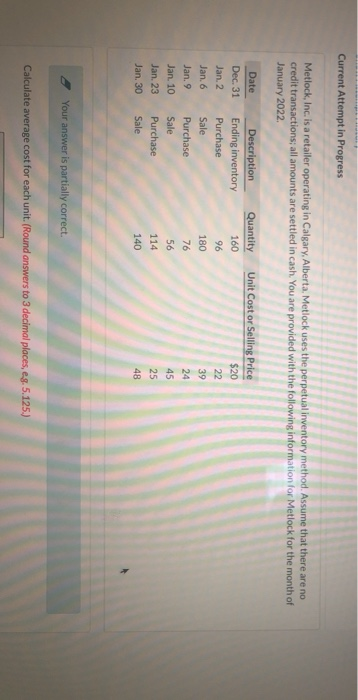 Solved Current Attempt in Progress Metlock, Inc. is a | Chegg.com