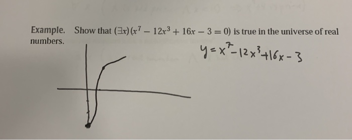 Solved Example. Show that (Ex)(x7 – 12x3 + 16x – 3 = 0) is | Chegg.com