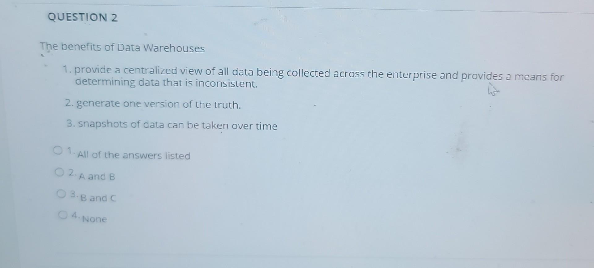 Solved QUESTION 1 A collection of data in a structured | Chegg.com