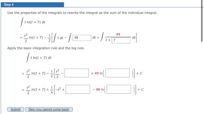 Solved Use the properties of the integrals to rewrite the | Chegg.com