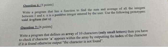 Solved Question 6: [5 points] Write a program that has a | Chegg.com