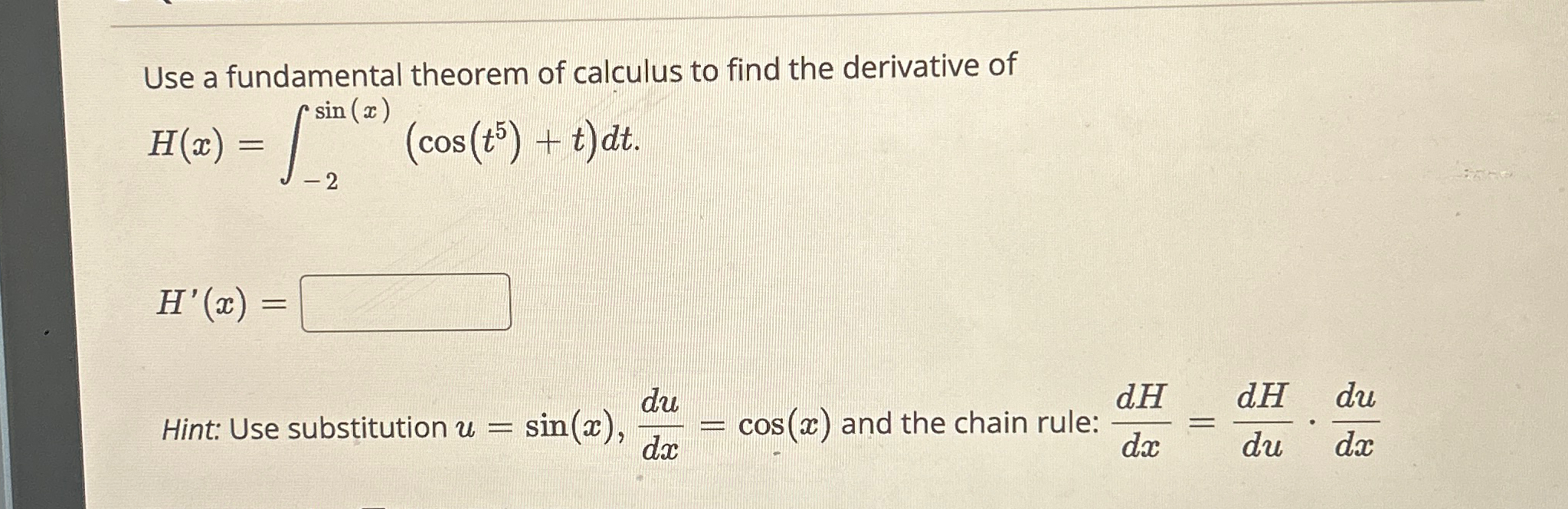 Solved Use a fundamental theorem of calculus to find the | Chegg.com