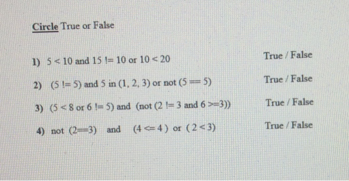 Solved Circle True or False 1) 5