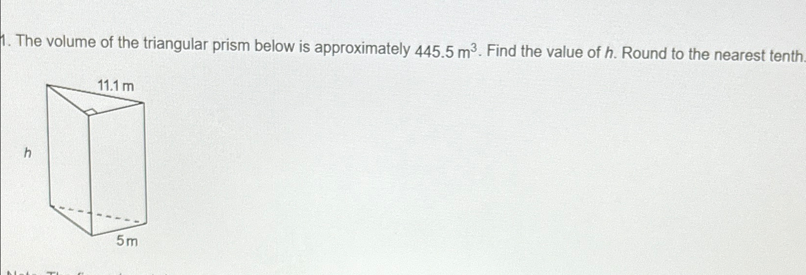 Solved The volume of the triangular prism below is | Chegg.com