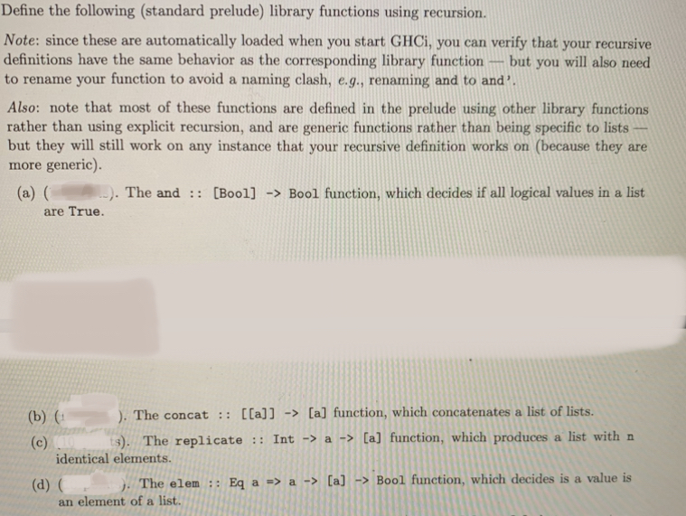 Solved Define the following (standard prelude) ﻿library | Chegg.com