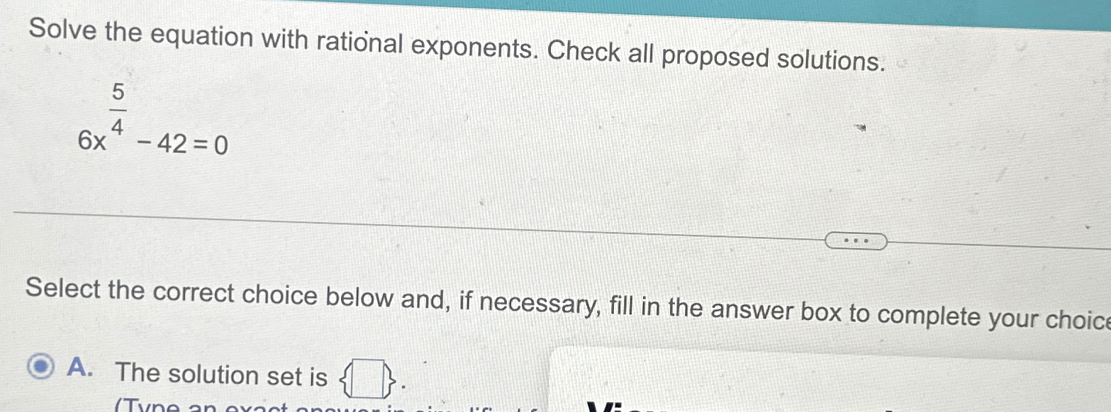 Solved Solve the equation with rational exponents. Check all | Chegg.com