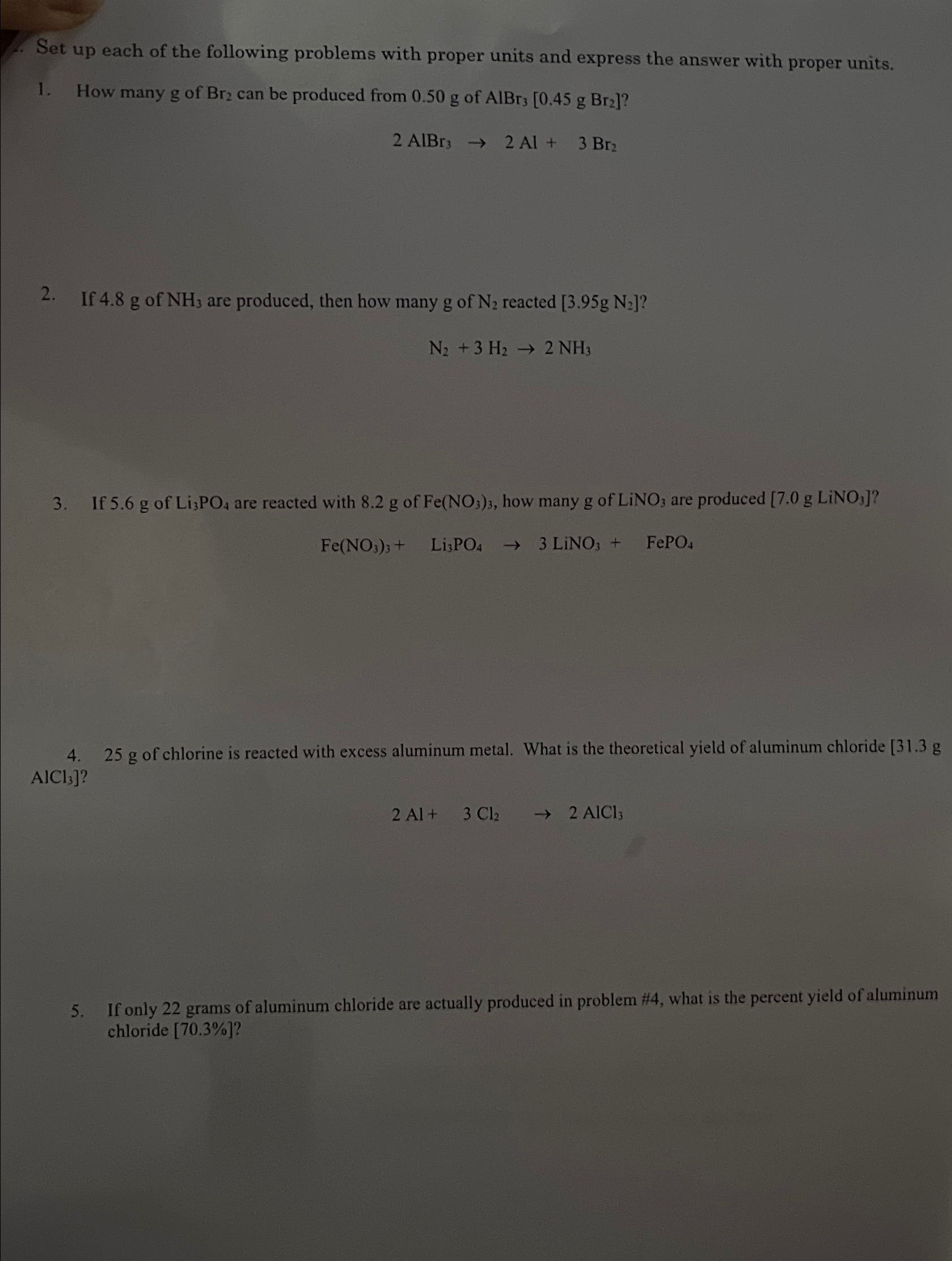Solved . ﻿Set up each of the following problems with proper | Chegg.com