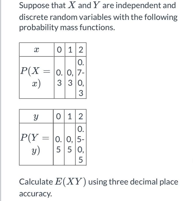 Solved Suppose that X and Y are independent and discrete | Chegg.com